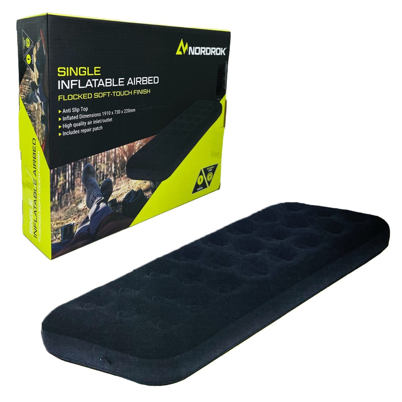 Single Flocked Inflatable Airbed | Nordrok